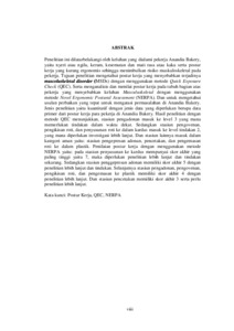ANALISIS POSTUR KERJA MENGGUNAKAN METODE QEC DAN NERPA (Studi Kasus: Anandia Bakery ...